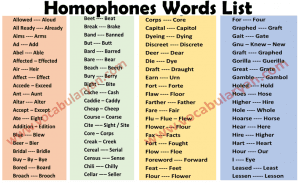 150 Homophones Words – VocabularyAN