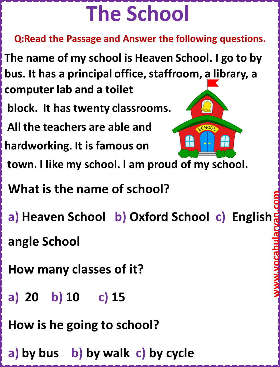 Reading Comprehension Worksheet For Grade 1 VocabularyAN Reading Comprehension Worksheet For Grade 1 VocabularyAN