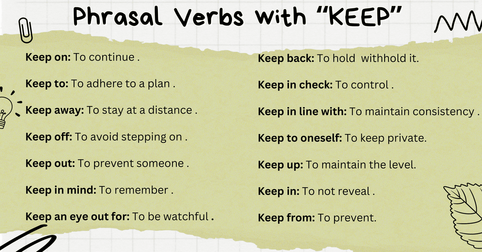 Phrasal Verbs Starts with “KEEP” – VocabularyAN – VocabularyAN