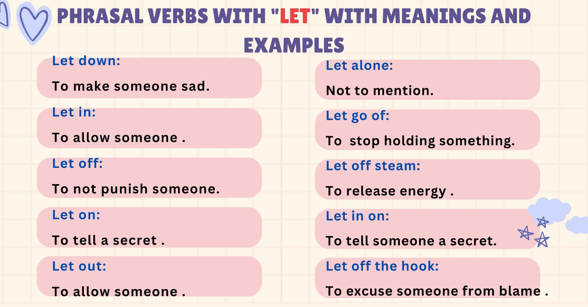 Phrasal Verbs with “LET” – VocabularyAN