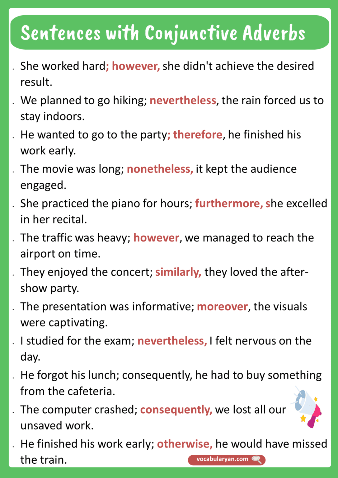 Conjunctive Adverbs – VocabularyAN