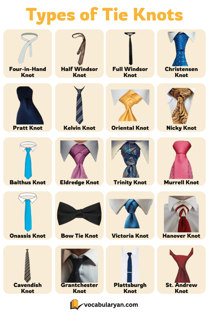 Names of Tie Knots in English include Pictures – VocabularyAN