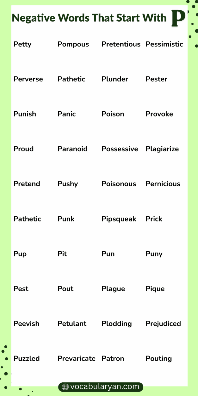 Negative Words Starting With P – Complete 300 Words List – VocabularyAN