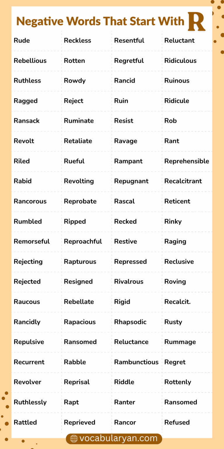 Negative Words Starting With R – 140 Words List – VocabularyAN