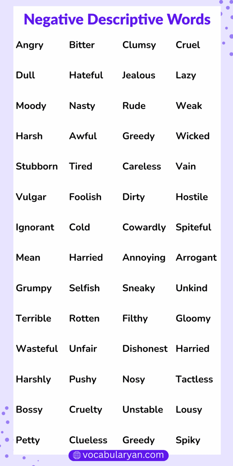 150+ Negative Descriptive Words List – VocabularyAN