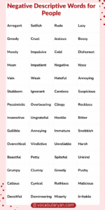 120 Negative Descriptive Words for People from A to Z – VocabularyAN