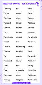 Negative Words With Y – Vocabulary Guide for Students – VocabularyAN