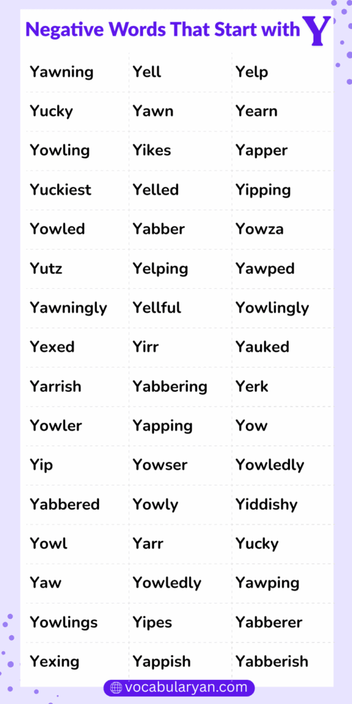 Negative Words With Y – Vocabulary Guide for Students – VocabularyAN