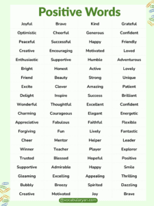 200+ Positive Words List with Examples In English – VocabularyAN