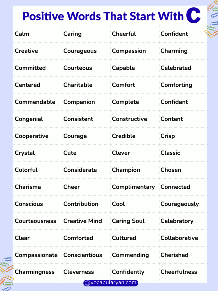 Positive Words That Start With C (Full List with Meanings)
