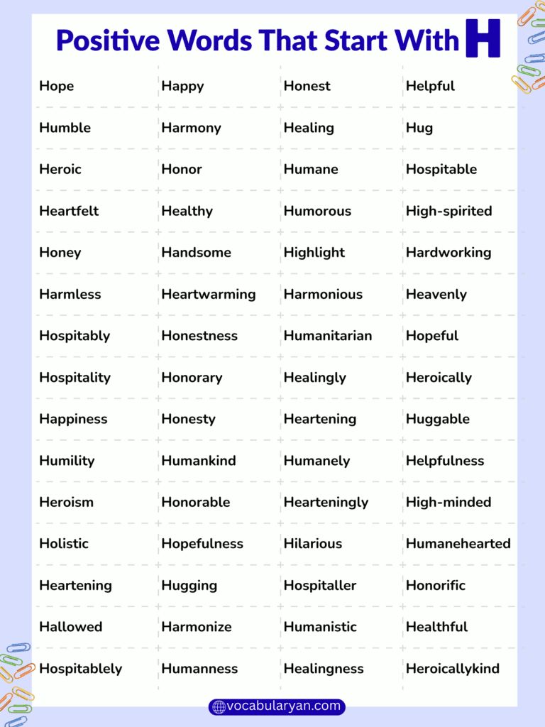 Positive Words That Start With H (Full List with Meanings)