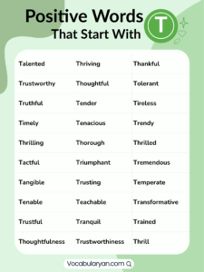 Positive Words That Start With T – List of Meanings And Examples