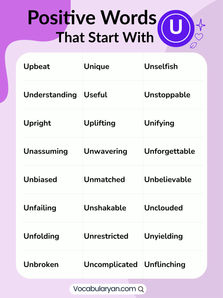Positive Words That Start With U (Full List with Meanings)