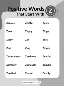 Positive Words That Start With Z – Complete List with Meanings