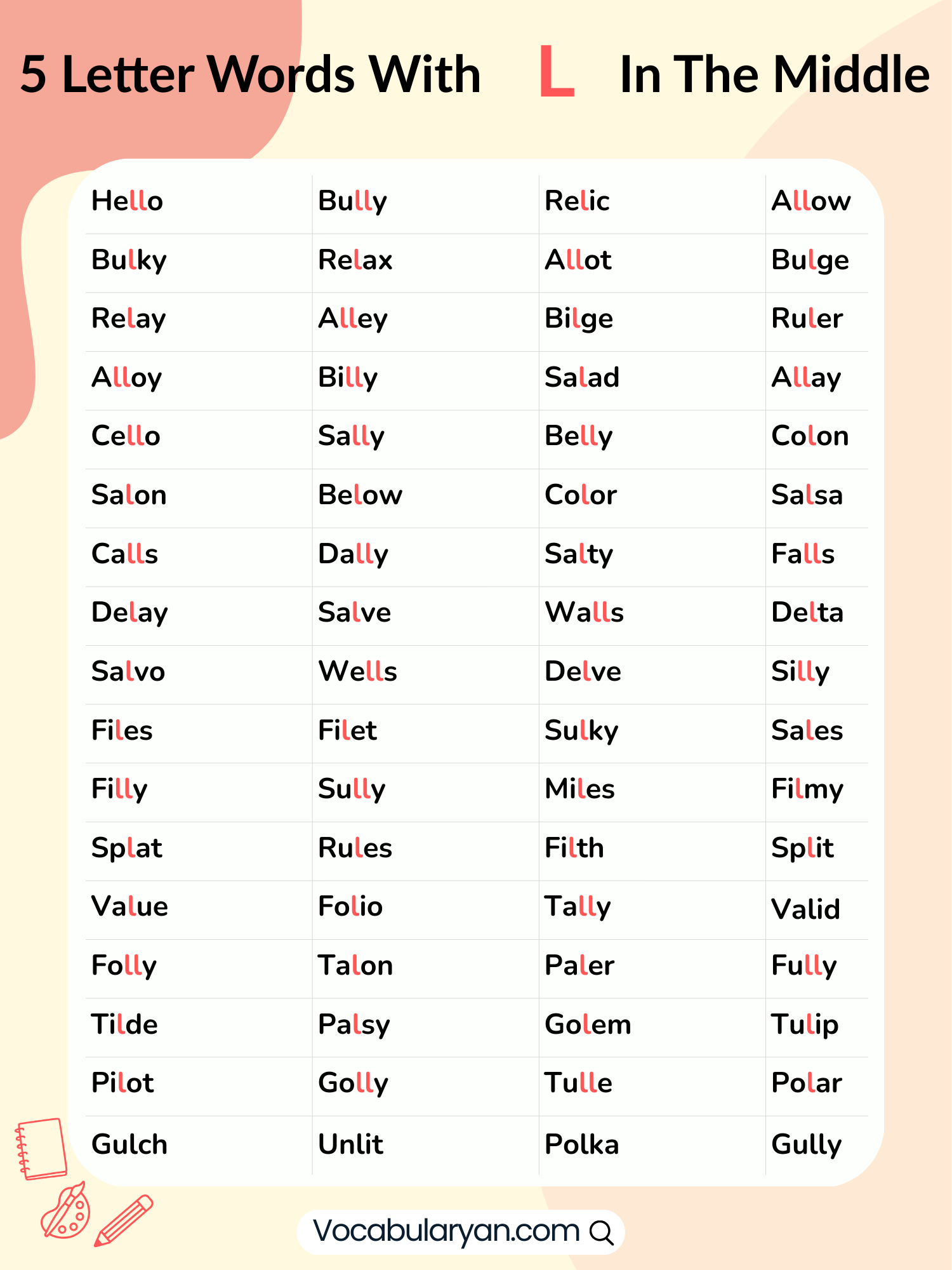 5 Letter Words With L In The Middle: Words List With Meanings
