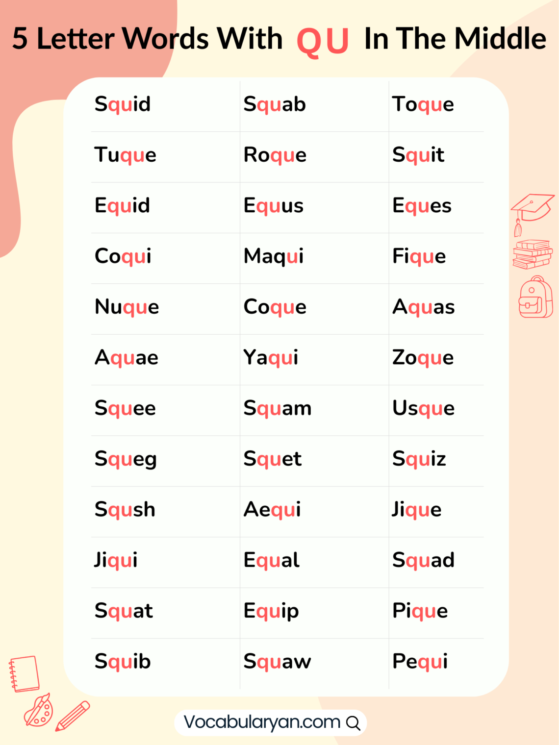 5 Letter Words With Qu In The Middle: Word List With Meanings
