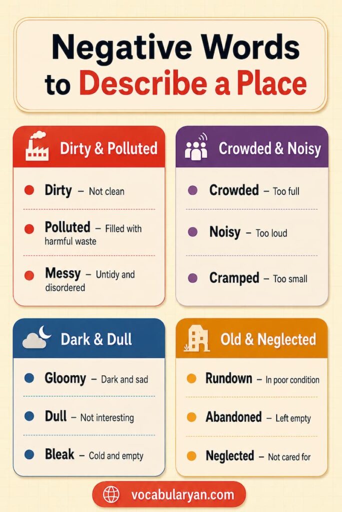 Negative Words To Describe A Place: 140+ With Meanings – VocabularyAN
