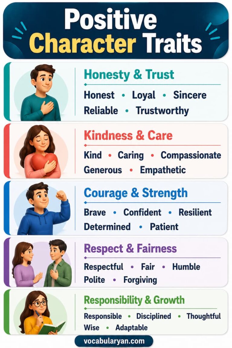 60+ Positive Character Traits With Meanings & Examples – VocabularyAN
