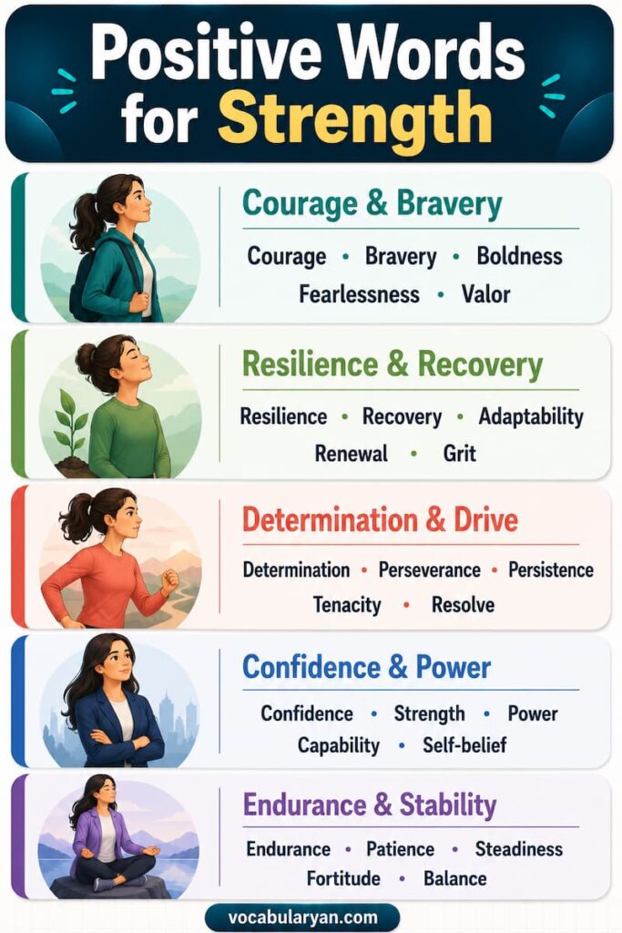 90+ Positive Words for Strength With Meanings & Examples – VocabularyAN