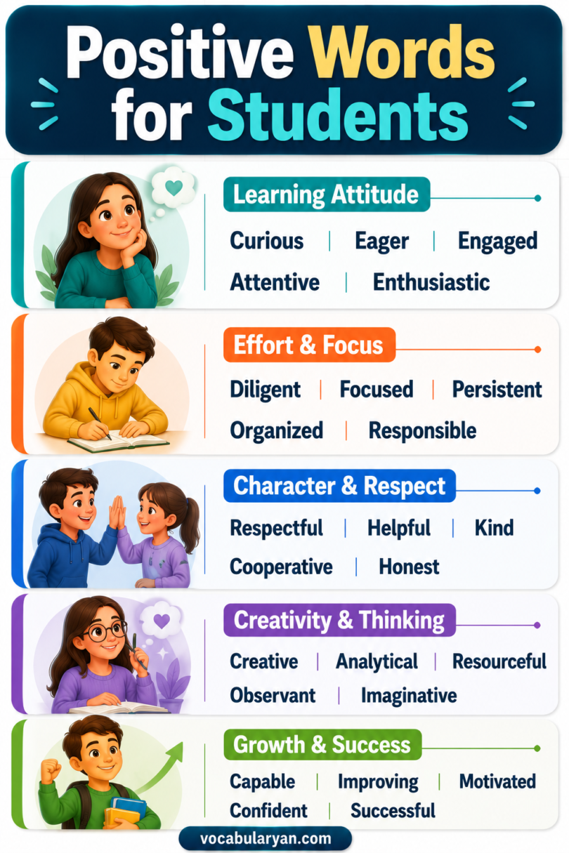 60+ Positive Words for Students With Meanings & Examples – VocabularyAN