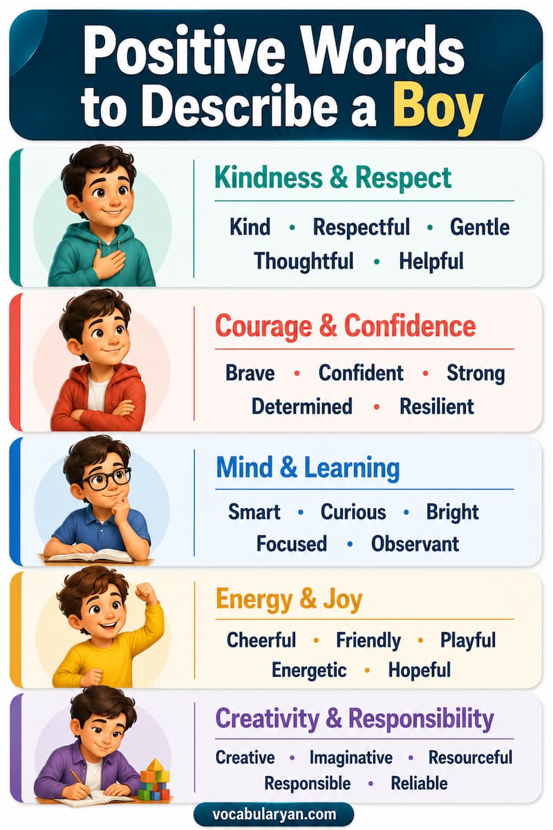 100+ Positive Words to Describe a Boy With Examples – VocabularyAN