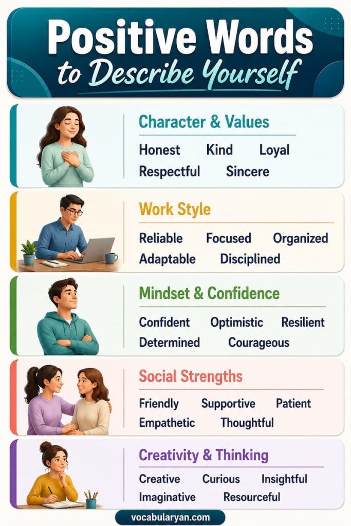 100+ Positive Words to Describe Yourself With Examples – VocabularyAN