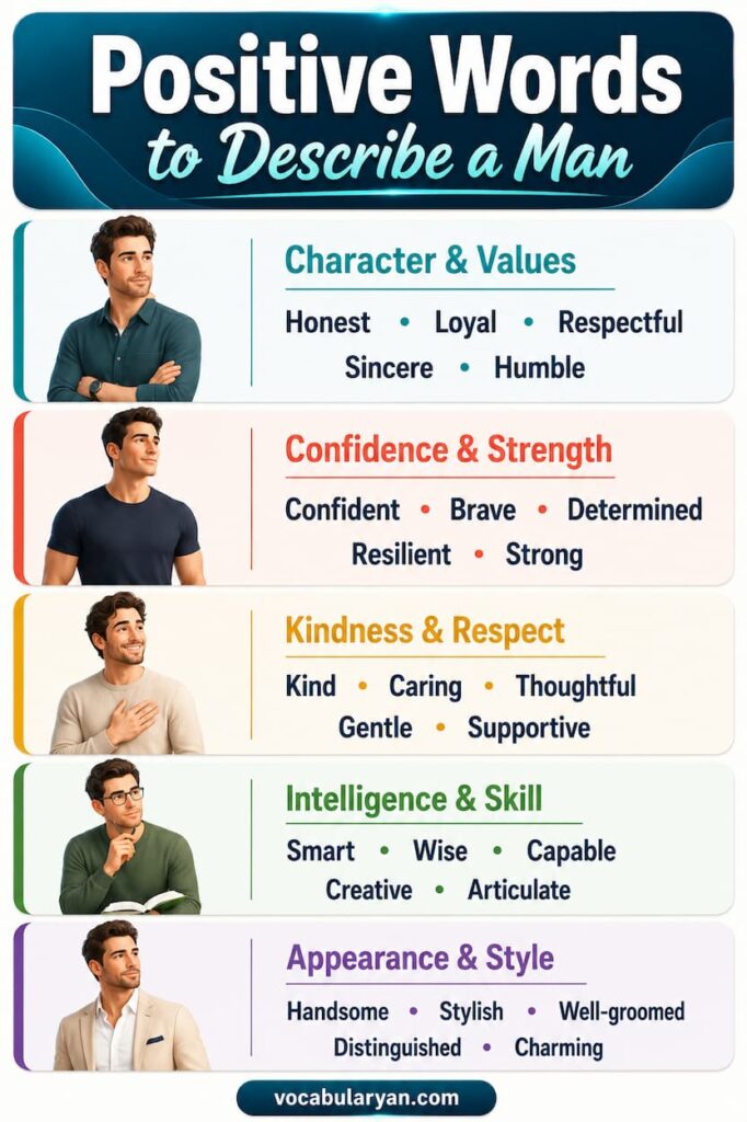 100+ Positive Words to Describe a Man With Examples – VocabularyAN
